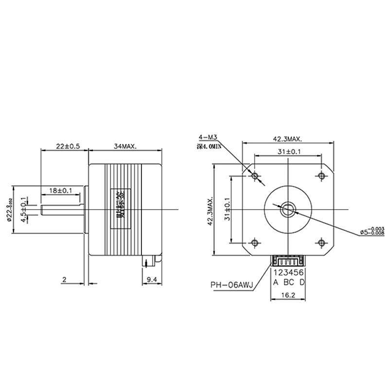 Шаговый двигатель NEMA 17 (17HS3401) с разъемом – купить в интернет ...